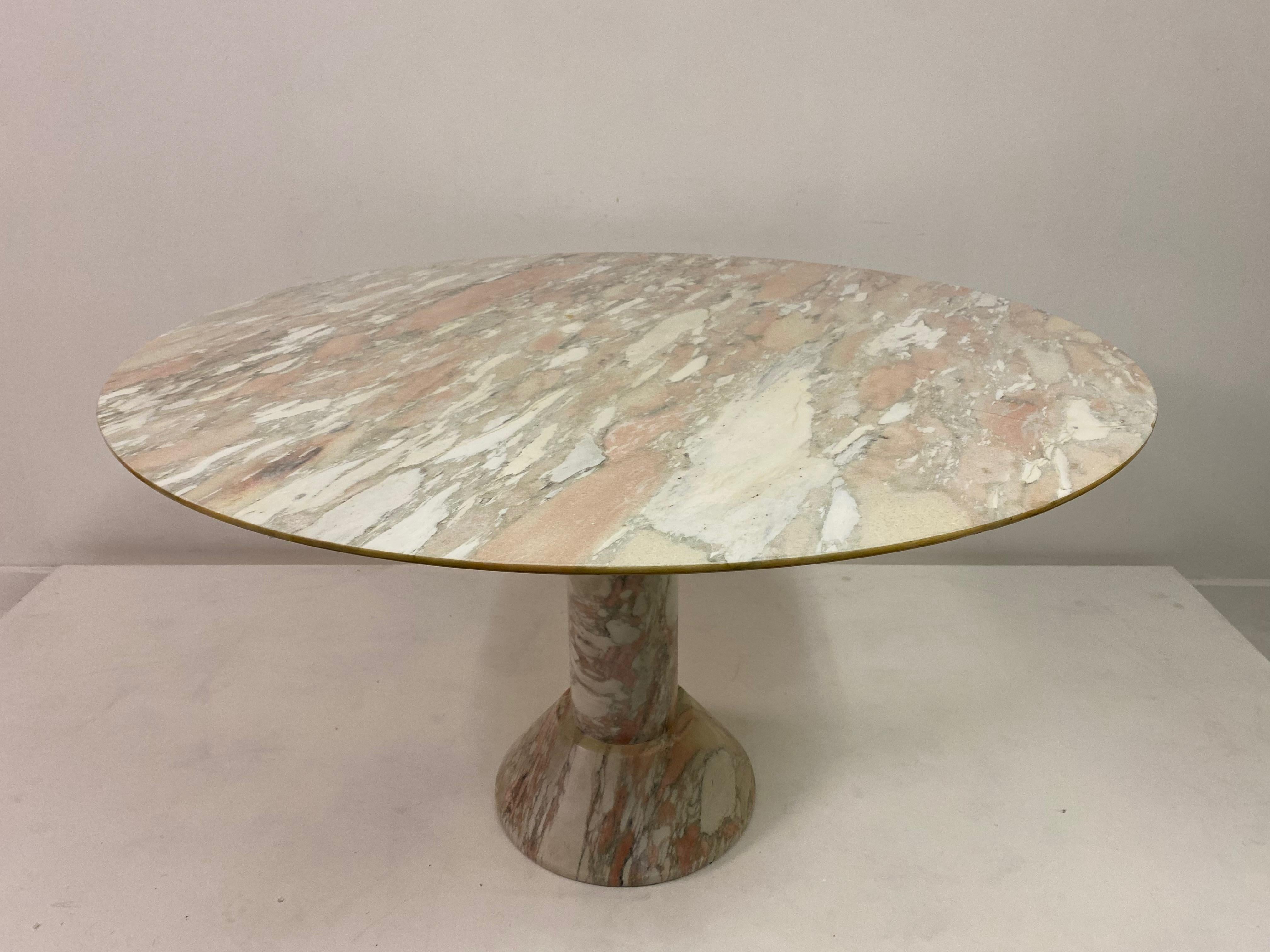 1970S Italian Pink Marble Dining Table For Sale at 1stDibs