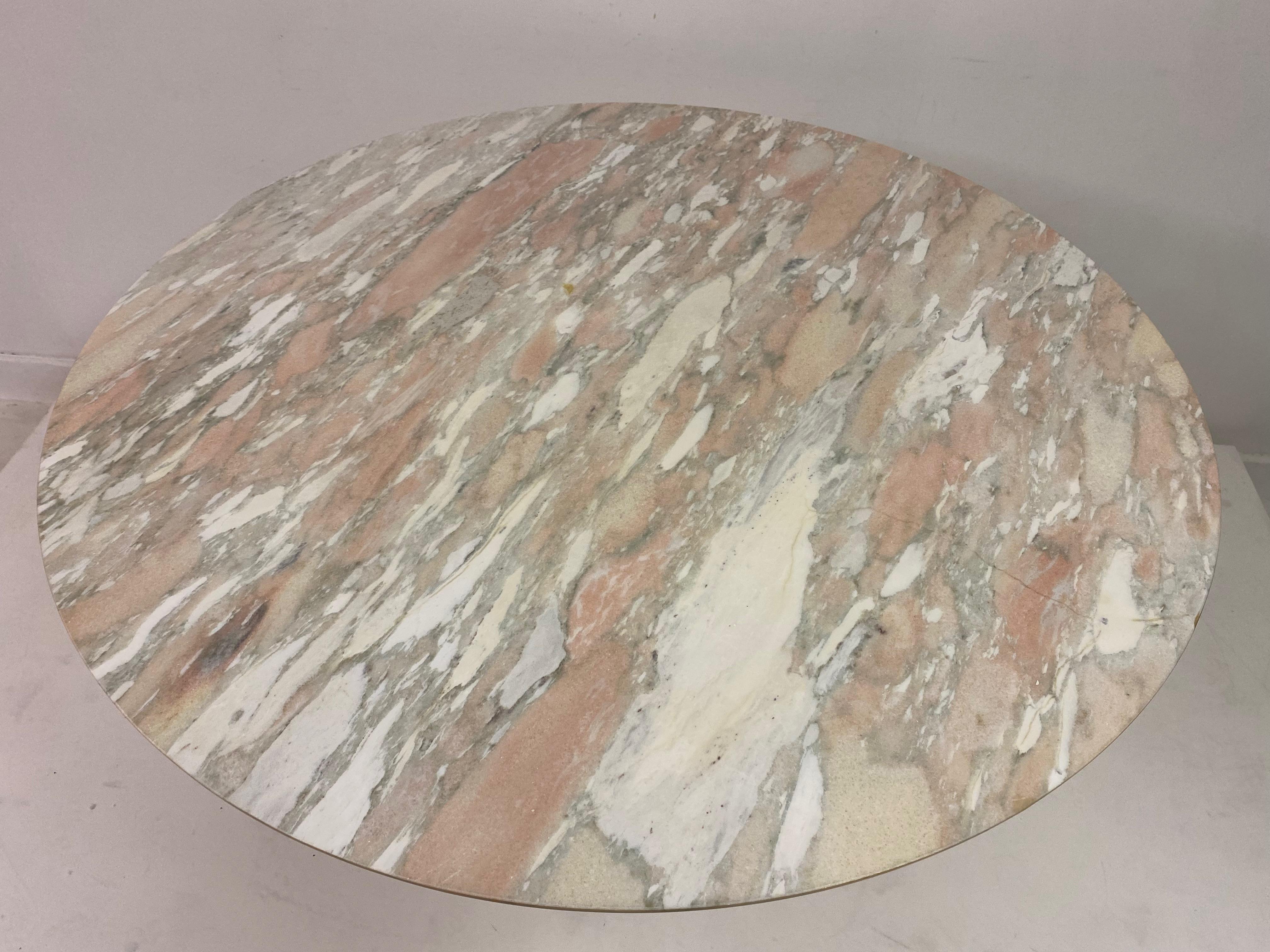 1970S Italian Pink Marble Dining Table For Sale at 1stDibs