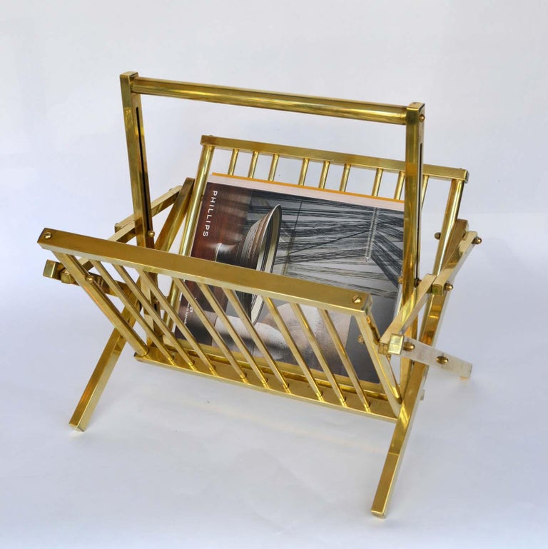 1970s Italian Brass Magazine Rack For Sale at 1stDibs