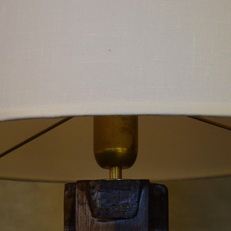 1970s Italian Sculptural Carved Wood Table Lamp by Artist Gianni Pinna ...
