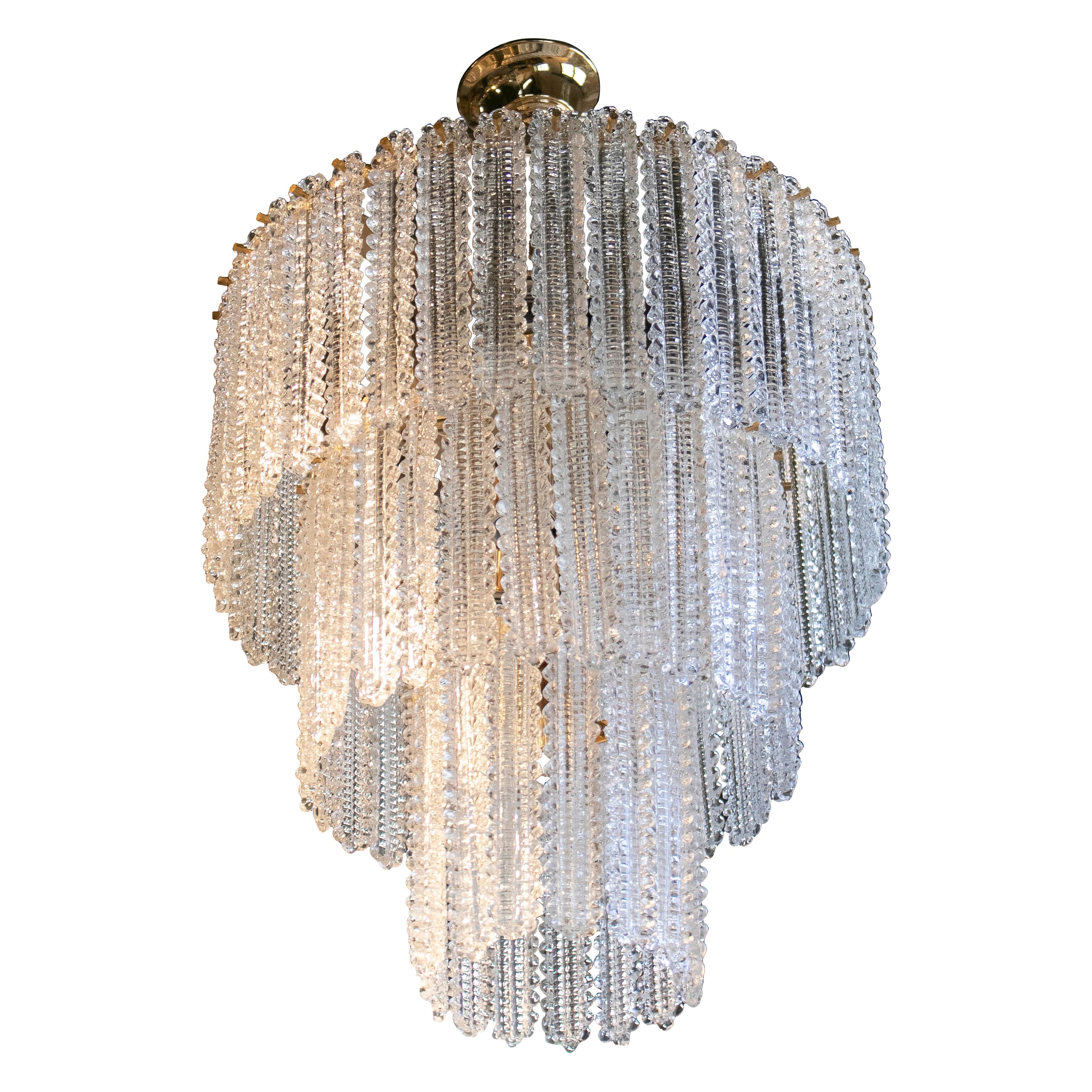 1970s Willy Rizzo Italian Venetian Murano Glass Bronze Ceiling Lamp For ...