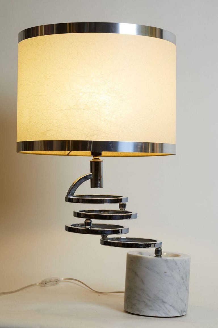 1970s Italian White Marble and Chrome Moveable Arm Table Lamp For Sale ...