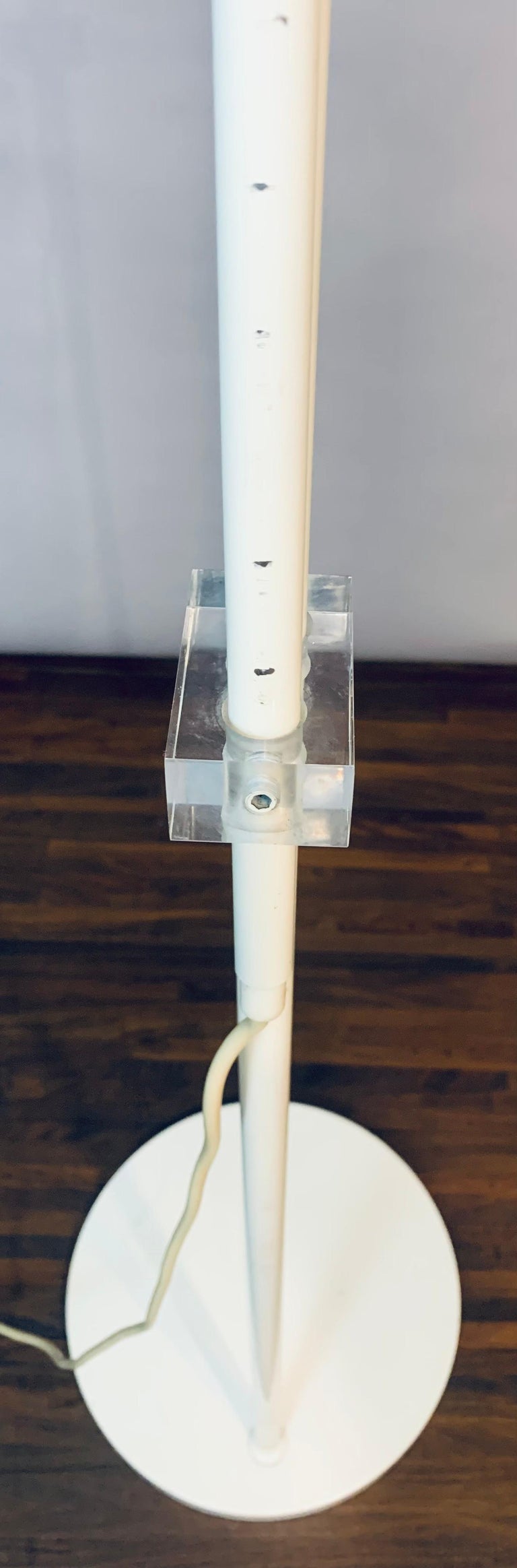 1970s Italian White Metal and Perspex Adjustable Arc Floor Lamp Guzzini ...
