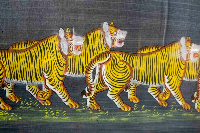 1970s Jaime Parlade Designer Hand Painting "Tigers" Oil on Canvas For ...