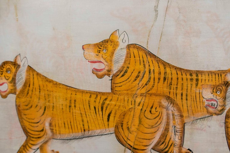 1970s Jaime Parlade Designer Hand Painting "Tigers" Oil on Canvas For ...