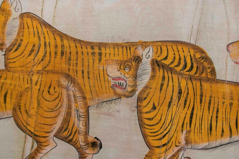 1970s Jaime Parlade Designer Hand Painting "Tigers" Oil on Canvas For ...