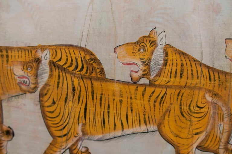 1970s Jaime Parlade Designer Hand Painting "Tigers" Oil on Canvas For ...