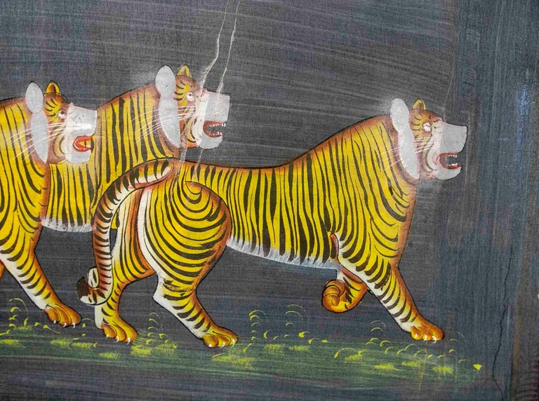 1970s Jaime Parlade Designer Hand Painting "Tigers" Oil on Canvas For ...