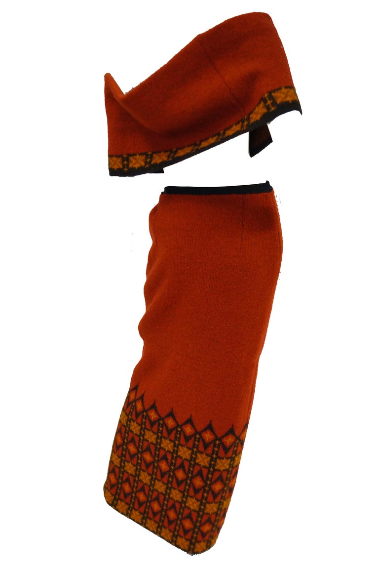 1970s Janus of Norway Red Knit Virgin Wool Skirt and Shrug For Sale at ...