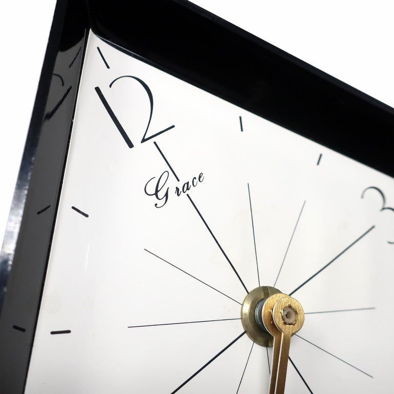 1970s, Japanese Black Lucite Clock by Grace For Sale at 1stDibs