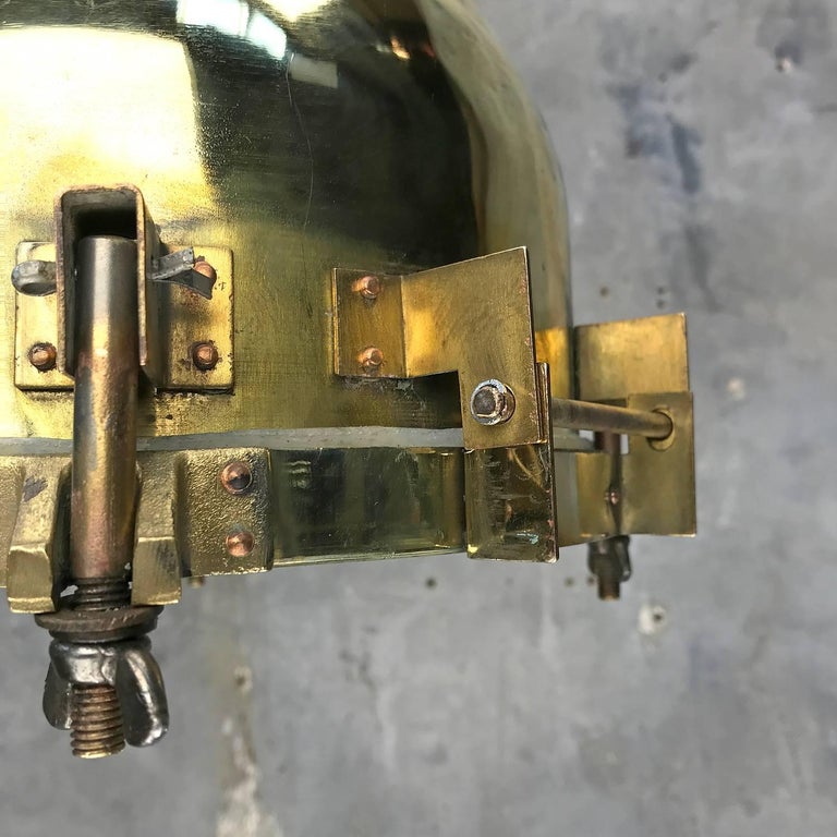 1970s Japanese Brass Marine Nautical Searchlight Pendant Lamp, Edison ...
