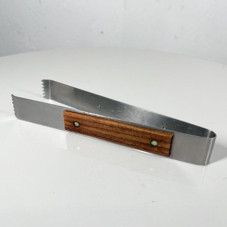 1970s Japanese Vintage Bar Tool Ice Cube Tongs Stainless Steel and Wood ...