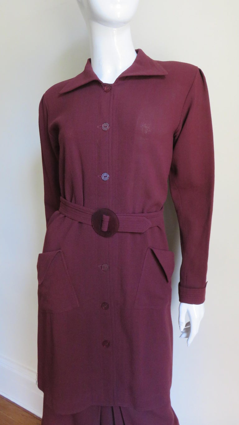 1970s Jean Muir Belted Skirt Suit at 1stDibs