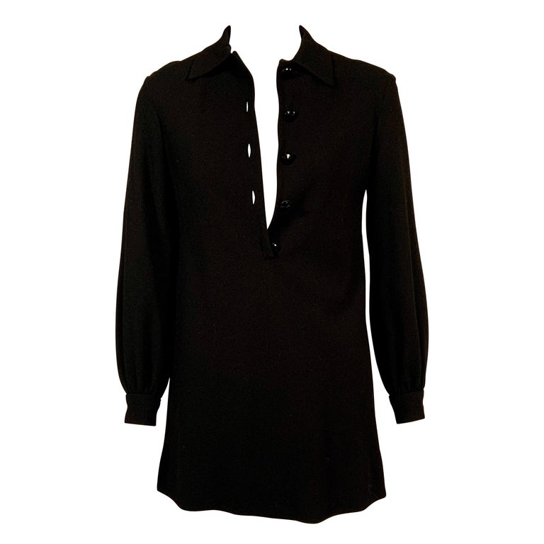 1970's Jean Muir for Henri Bendel Limited Edition Black Wool Crepe ...
