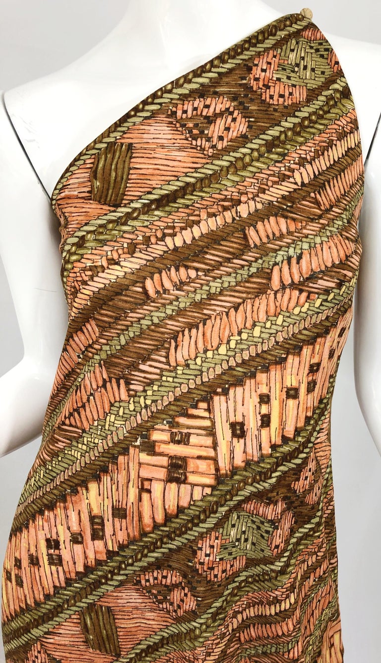 1970s Joy Stevens Batik Print Jersey Tunic Dress and Wide Leg Pants 70s ...