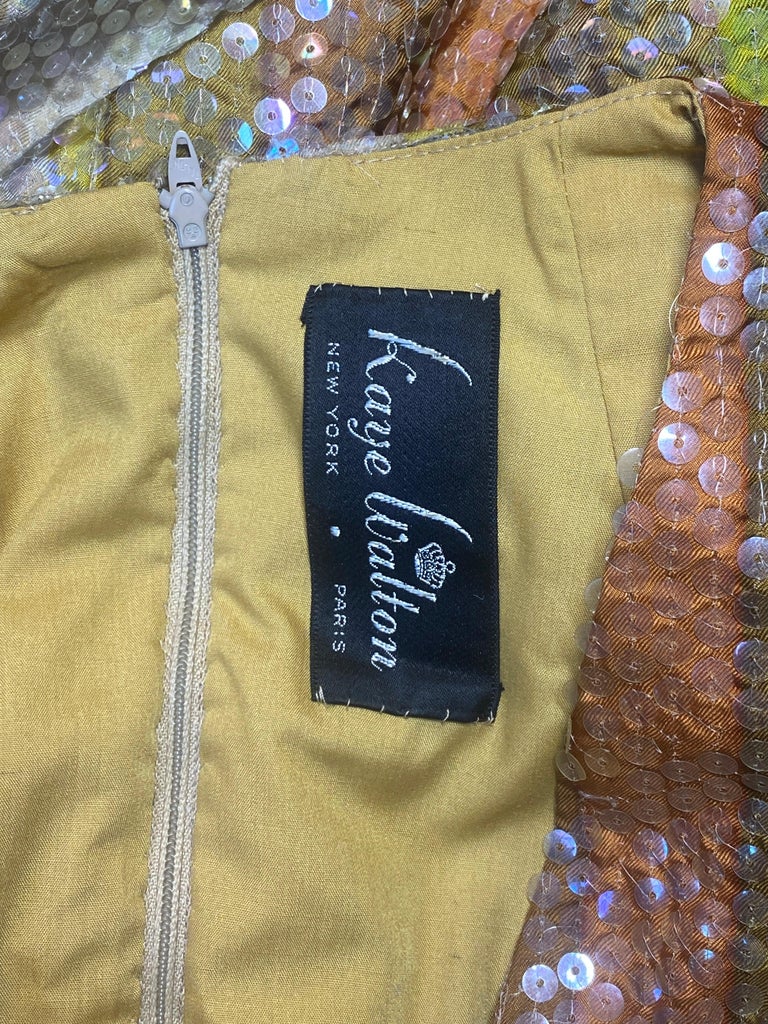 1970s Kaye Walton Sequin Belted Maxi Dress For Sale at 1stDibs