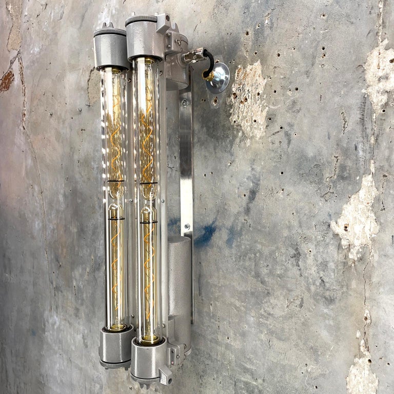 1970s Korean Industrial Flameproof Wall-Mounted Tube Light, Satin Grey ...