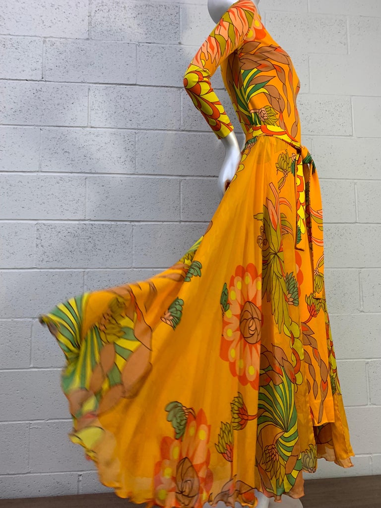1970s La Mendola "Magic Dress" in Tropical Print Silk Jersey and ...