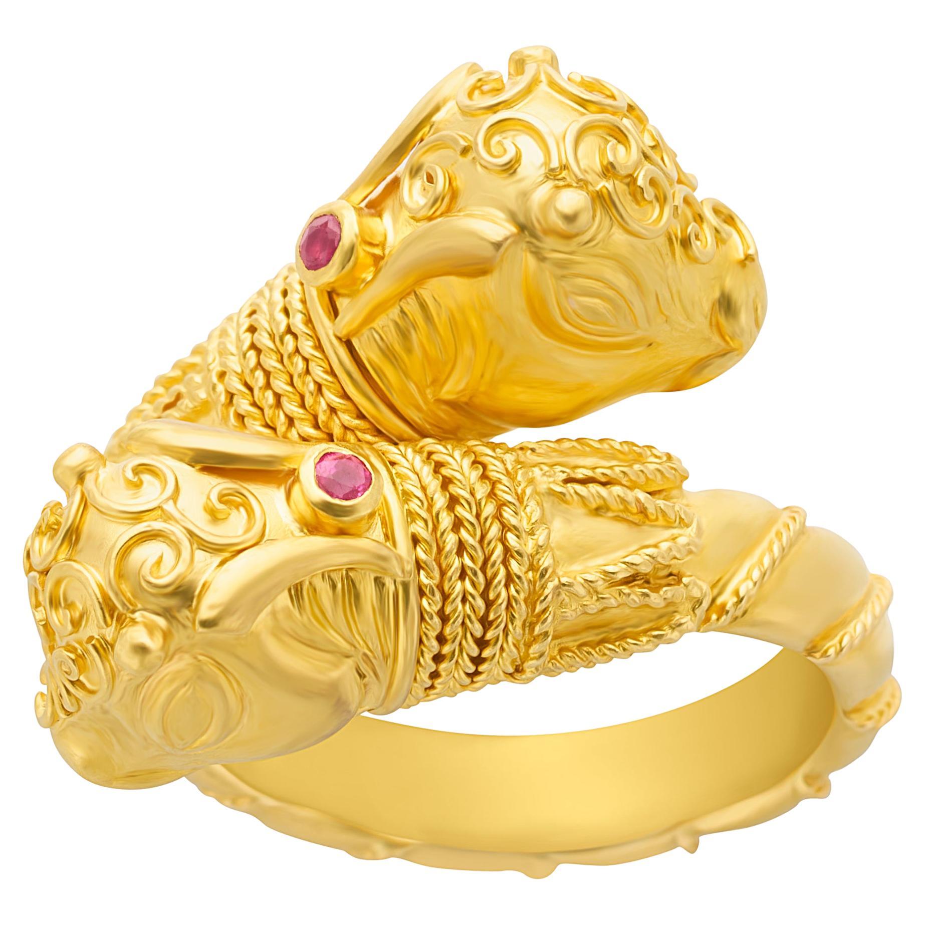 Ray Griffith 2.85 ctw Black Diamond and Moon Stone 18 Karat Yellow Gold ...