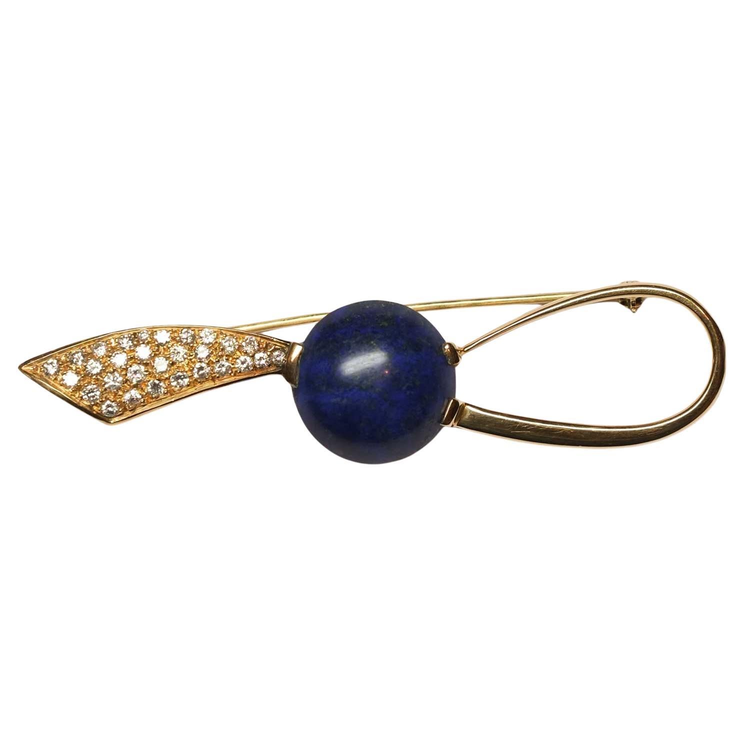Turquoise, Lapis Lazuli, Diamond and Gold Brooch at 1stDibs | lapis brooch
