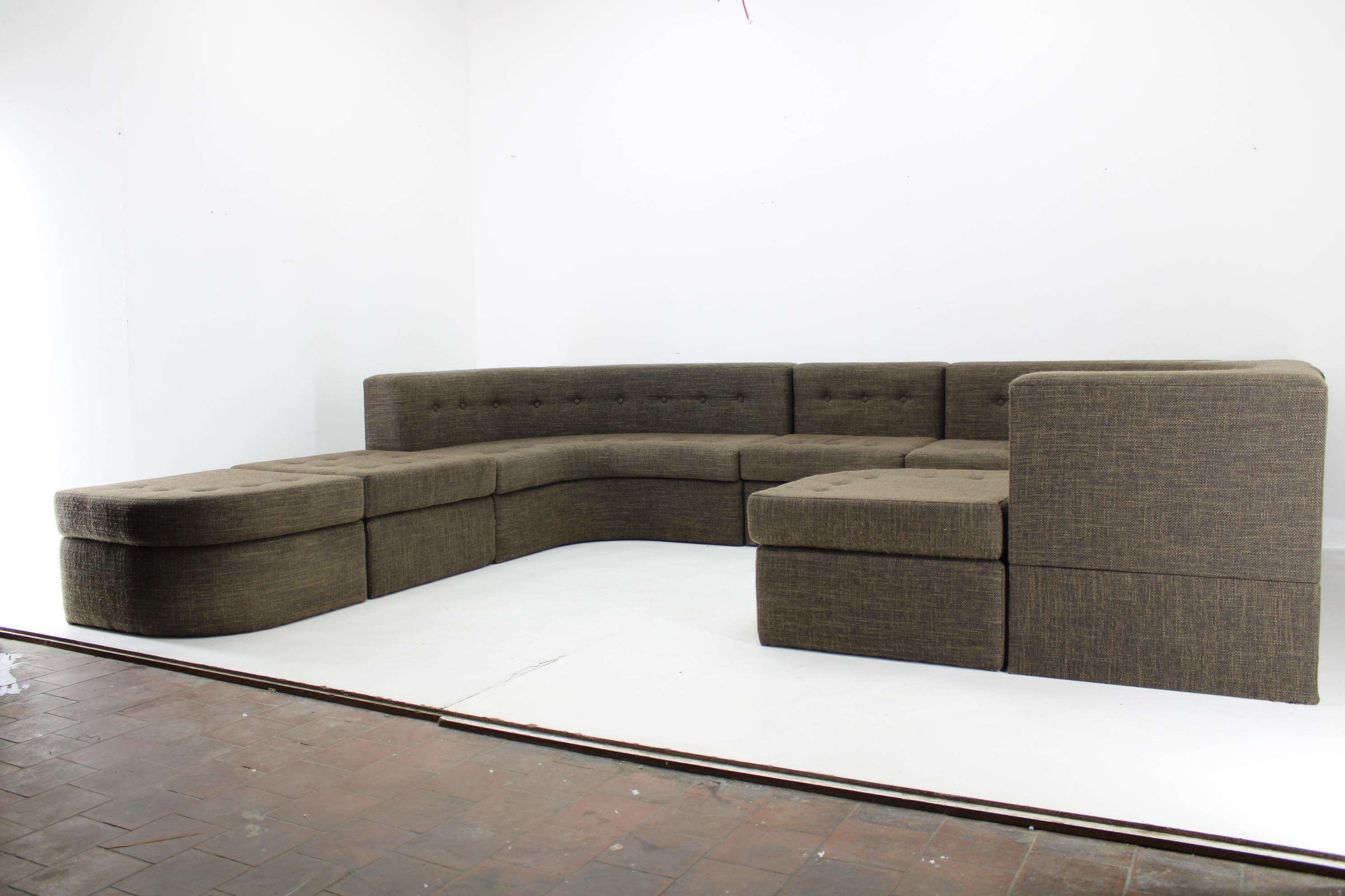 1970s Large Modular Sofa, Czechoslovakia at 1stDibs