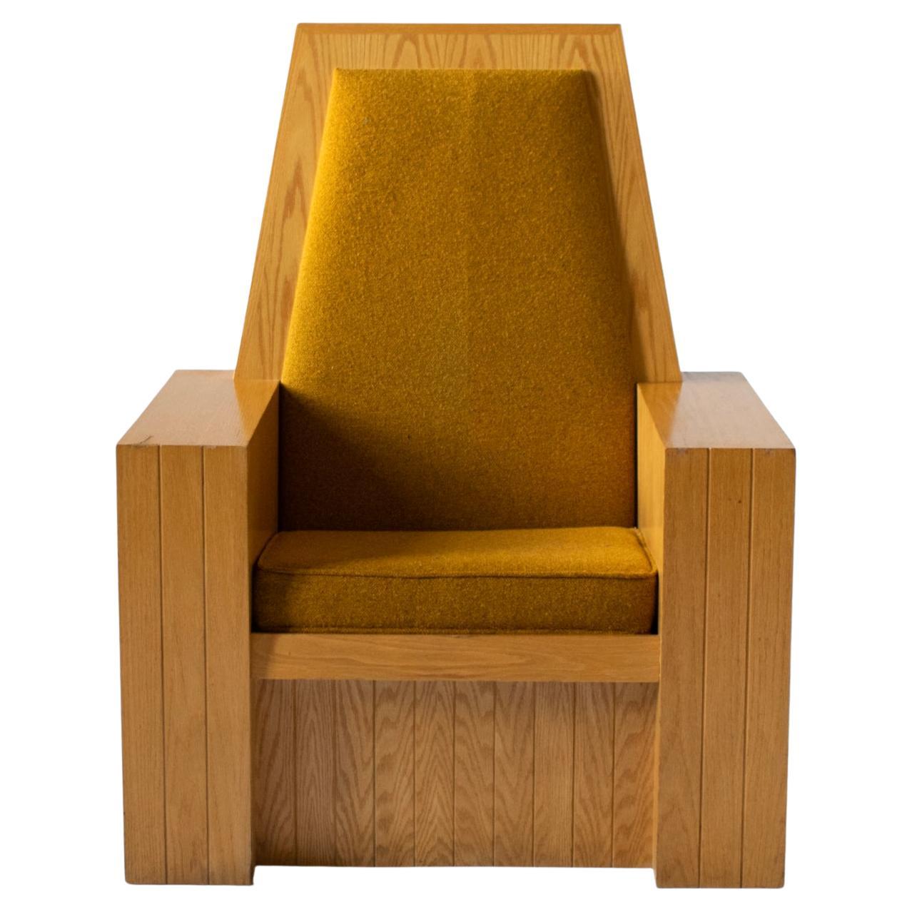 1970s Large Oak Cubist Chair at 1stDibs