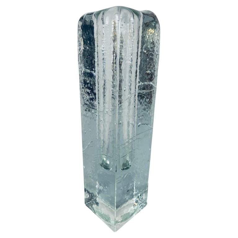 1970s Large Swedish Pukeberg Solifleur Rectangular Ice Glass Bud Flower ...