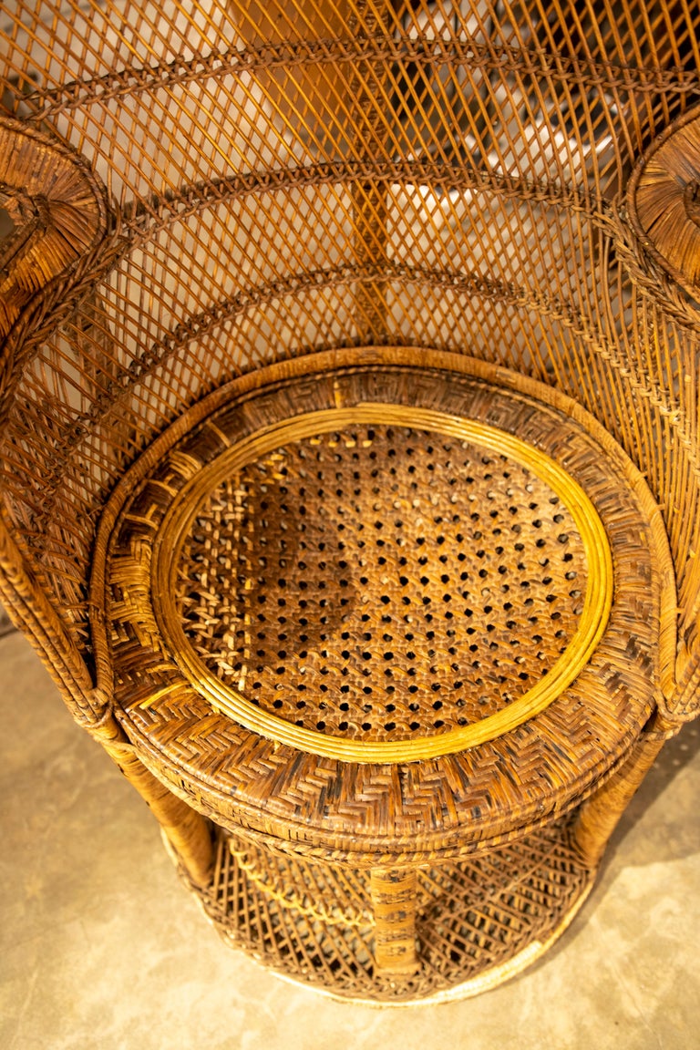 1970s Large Vintage Bohemian Emmanuelle / Peacock Wicker Chair For Sale ...