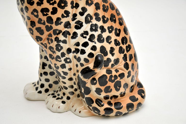 1970s Large Vintage Porcelain Leopard Sculpture For Sale at 1stDibs