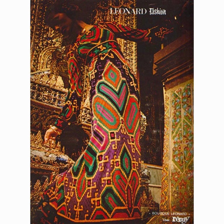 Leonard Paris Silk Jersey Print Dress Documented 1970s For Sale at 1stDibs