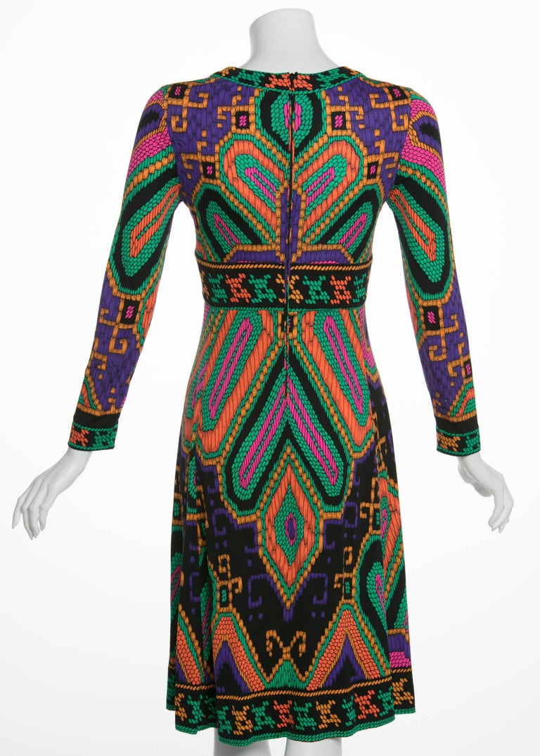 Leonard Paris Silk Jersey Print Dress Documented 1970s For Sale at 1stDibs