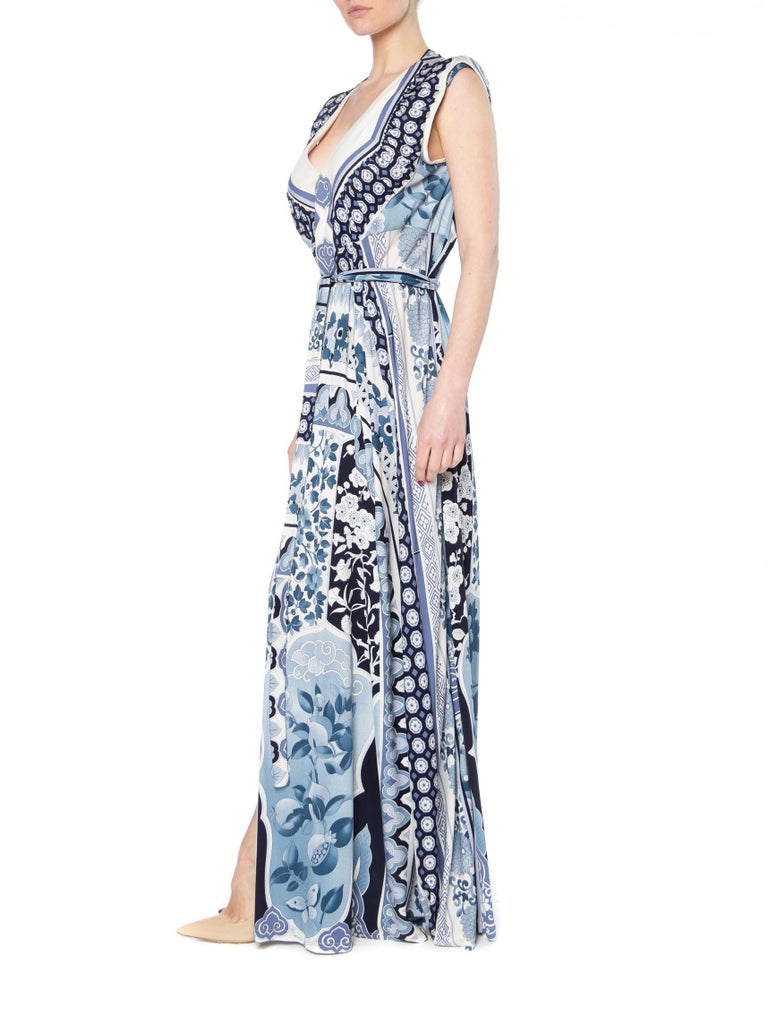 1970S LEONARD Printed Silk Jersey Large Runway Sample Dress ,"As Is ...