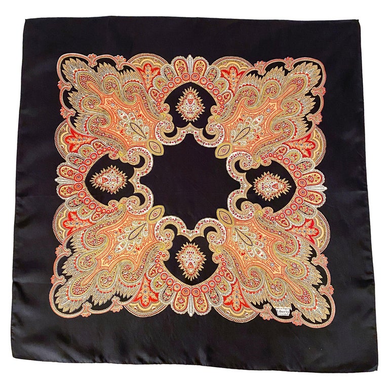 1970s Liberty of London Silk Printed Paisley Scarf For Sale at 1stDibs