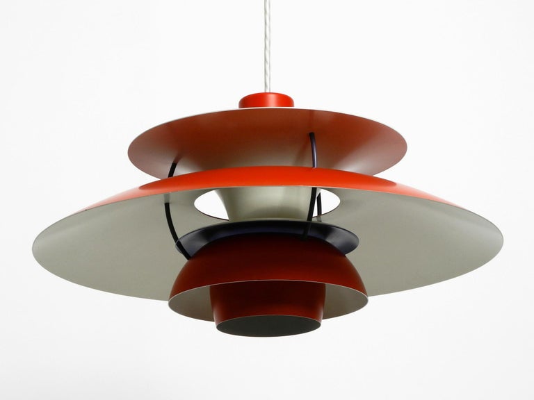 1970s Louis Poulsen Poul Henningsen PH5 Ceiling Lamp in Old Red and ...