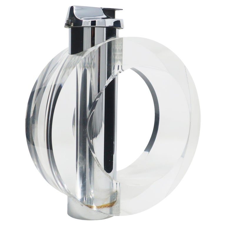 1970s, Lucite and Chrome Table Lighter by Felice Antonio Botta at 1stDibs