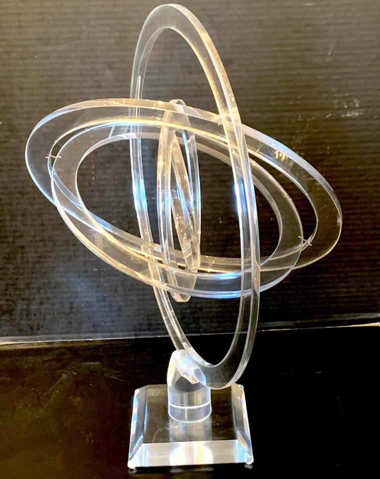 1970s Lucite Kinetic Five-Ring Sphere Sculpture For Sale at 1stDibs