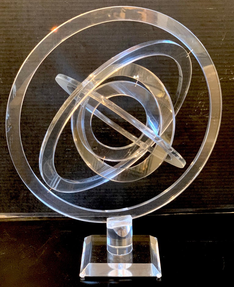 1970s Lucite Kinetic Five-Ring Sphere Sculpture For Sale at 1stDibs