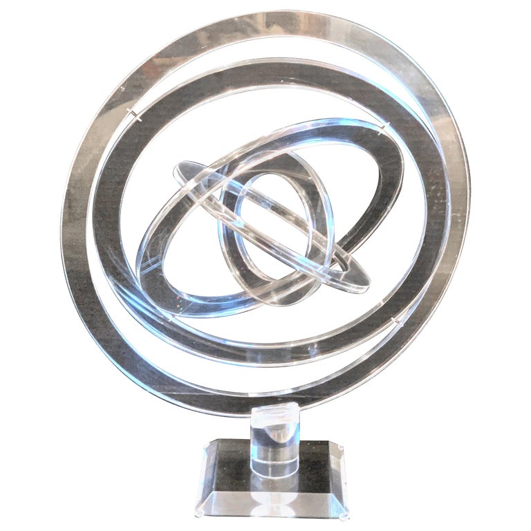 1970s Lucite Kinetic Five-Ring Sphere Sculpture For Sale at 1stDibs
