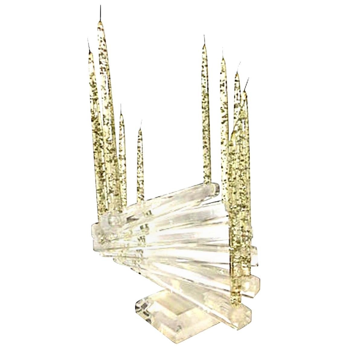 1970s Lucite Sculptural "Spiral Staircase" 12-Light Candelabra For Sale ...