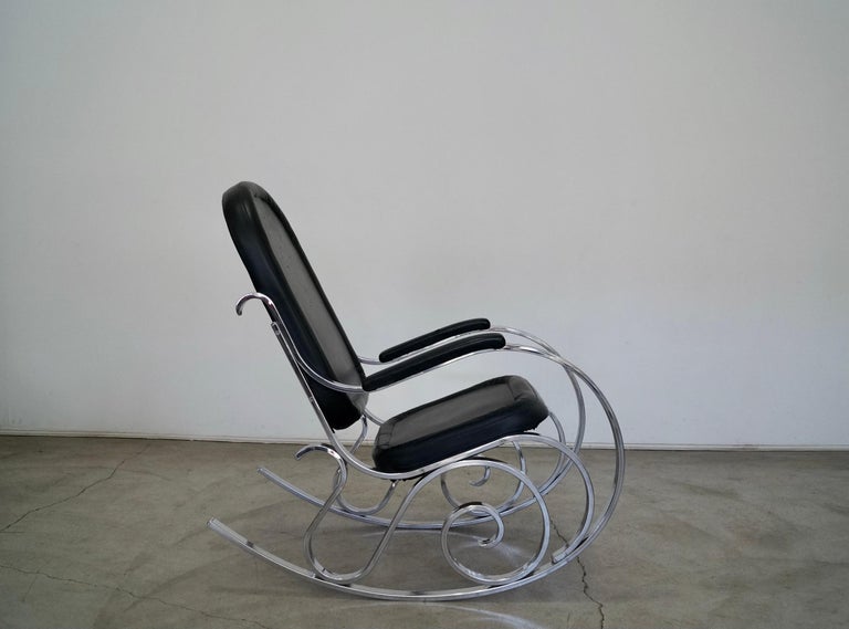 1970's Maison Jansen Chrome Hollywood Regency Rocking Chair For Sale at ...