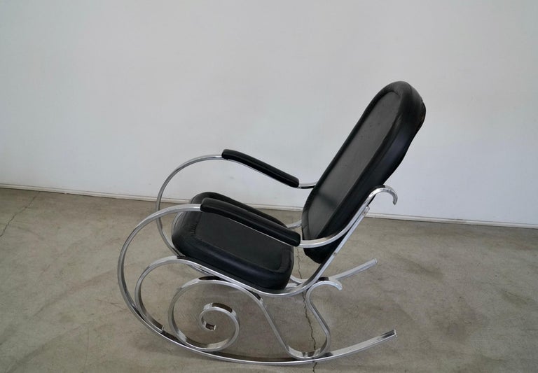 1970's Maison Jansen Chrome Hollywood Regency Rocking Chair For Sale at ...