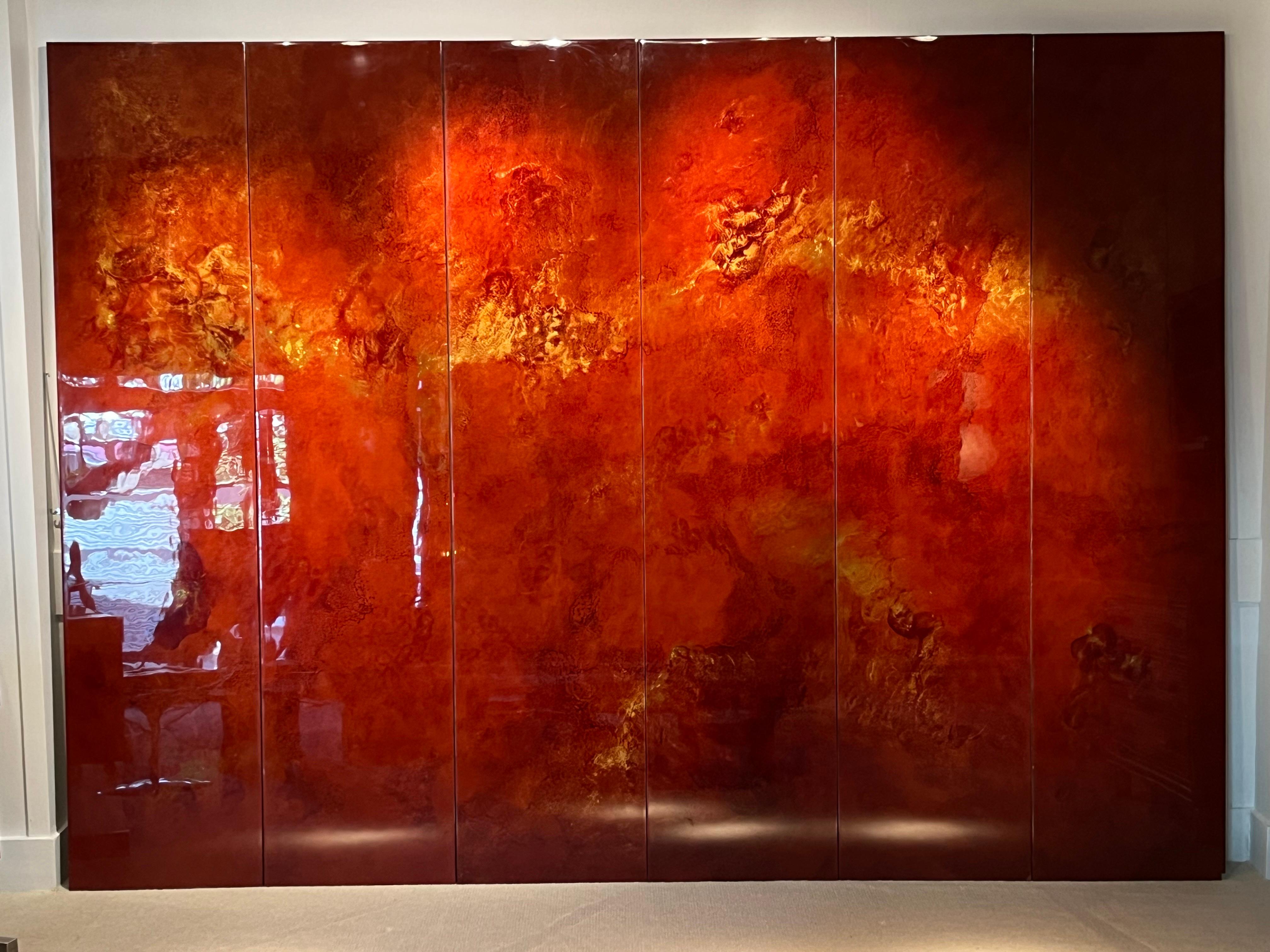 1970s Maison Jansen Gold Leaf Lacquered Panels For Sale at 1stDibs