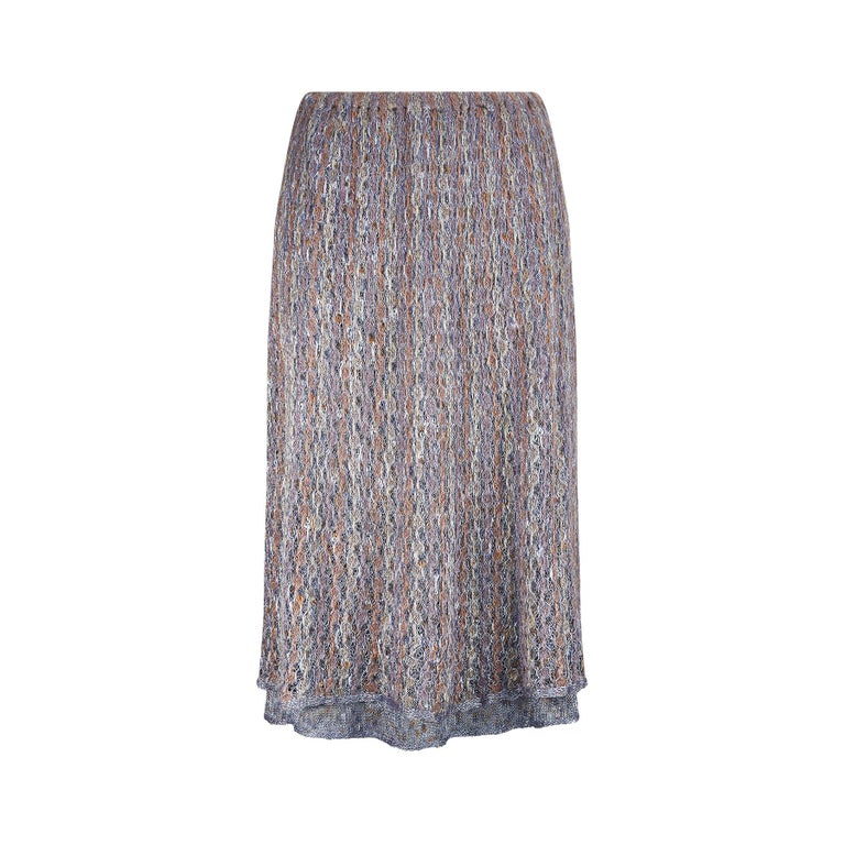 1970s Mary Farrin Mauve Woollen Skirt and Cardigan Set For Sale at 1stDibs