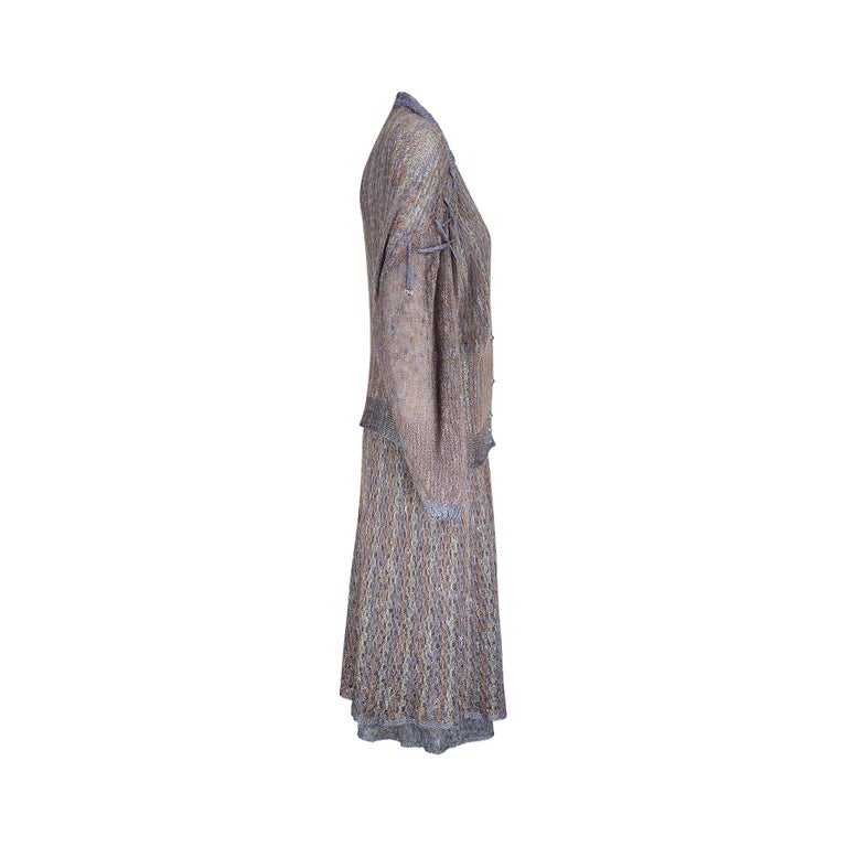 1970s Mary Farrin Mauve Woollen Skirt and Cardigan Set For Sale at 1stDibs