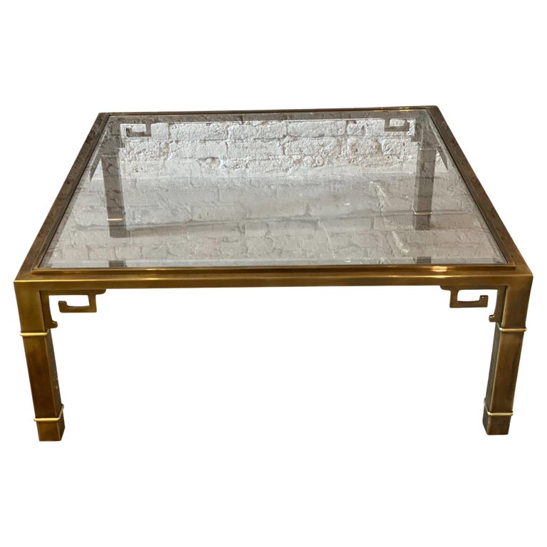 Mid Century 1970s Mastercraft Greek Key Brass and Glass Vintage Coffee ...
