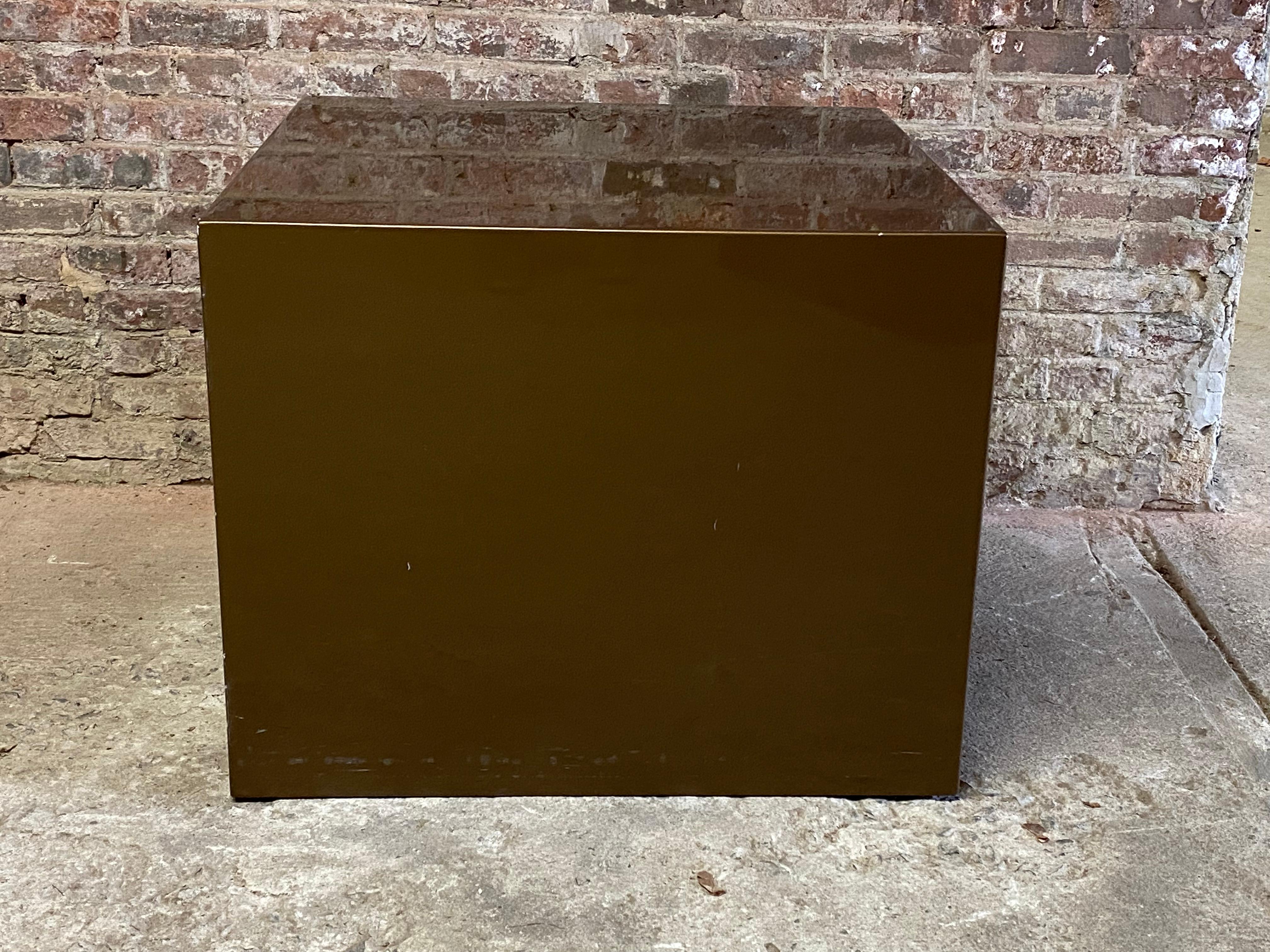 1970s Metallic Bronze Lacquer Cube at 1stDibs