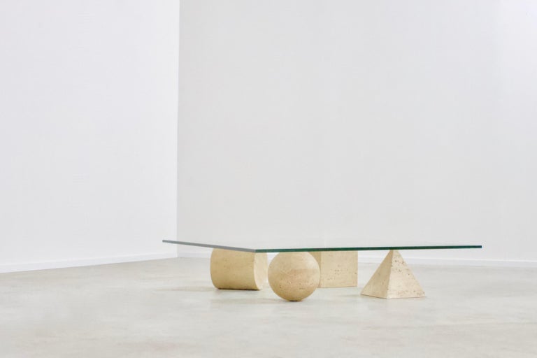 1970s Metaphora Coffee Table by Massimo and Lella Vignelli, Travertine ...