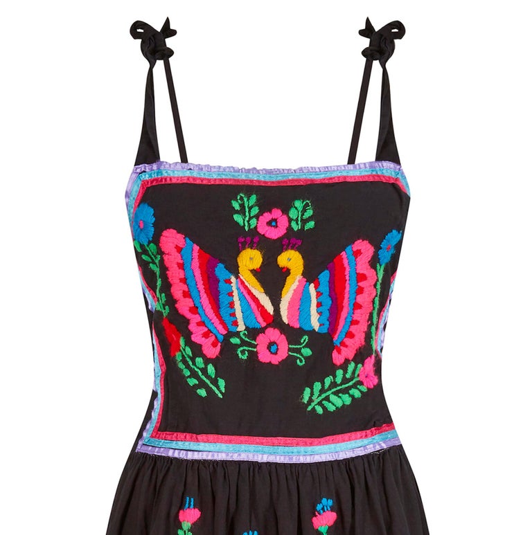 1970s Mexican Colourful Hand Embroidered Sun Dress at 1stDibs | mexican ...