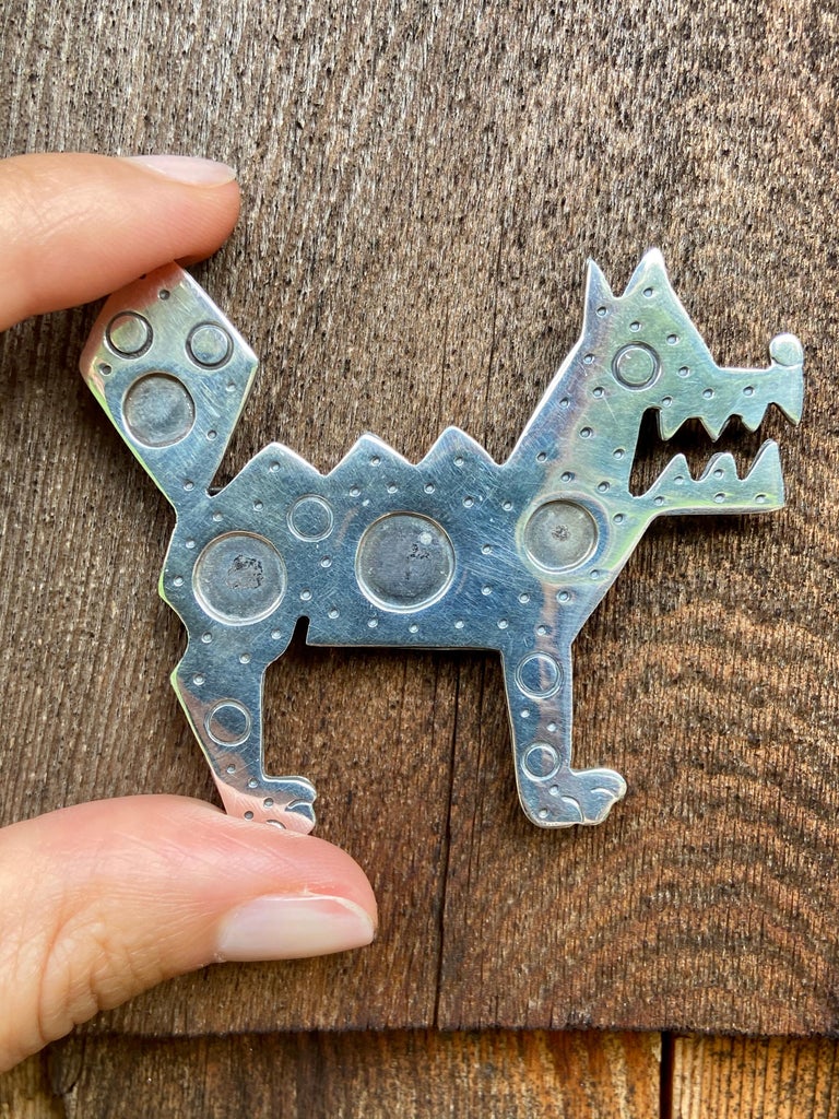 1970s Mexican Sterling Silver American Dog Pin at 1stDibs
