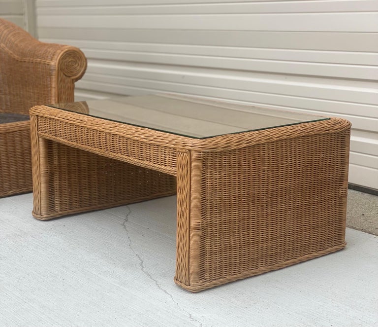 1970s Michael Taylor Style Henry Link Rattan Wicker Living Room Set, 5 ...